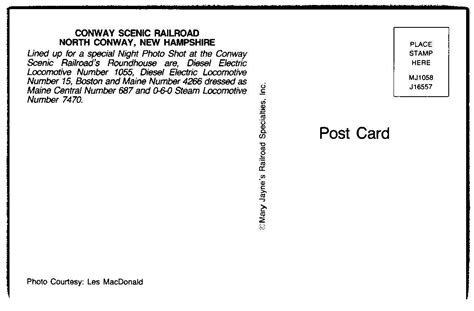 Vintage Railroad Train Locomotive Postcard Conway Scenic Railroad