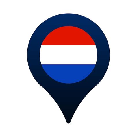 네덜란드 국기와 지도 포인터 아이콘입니다 국기 위치 아이콘 벡터 디자인 Gps 로케이터 핀 벡터 일러스트 레이 션