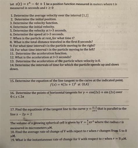 Solved Let S T T4−4t 1 Be A Position Function Measured In