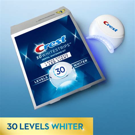 Crest 3d Whitestrips 1 Hour Express Led Light Levels 30 Whiter Teeth