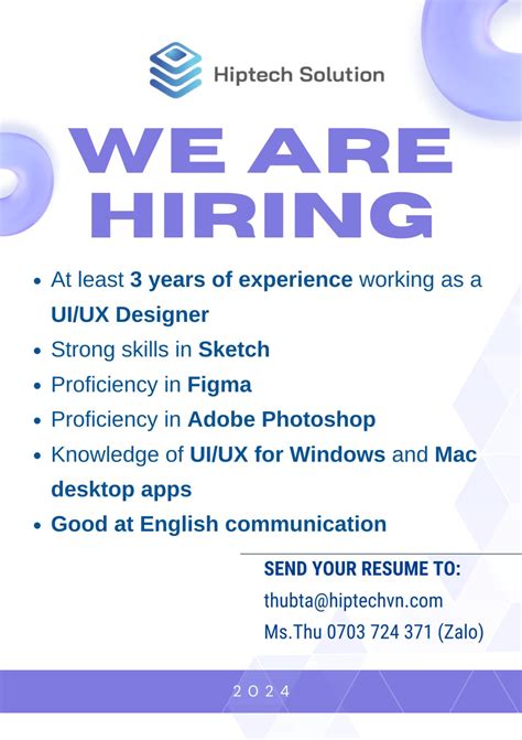 Thu Bui On Linkedin 💥 Hiptech Is Hiring Uiux Designer Thu Duc City At Least 3 Years Of