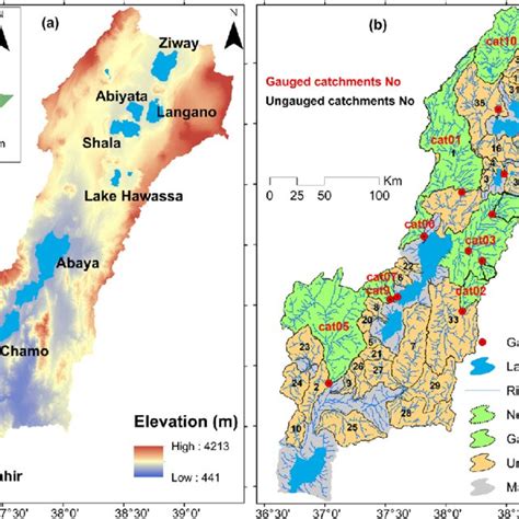 The Ethiopian Rift Valley Lakes Basin Showing A Elevation And Lakes
