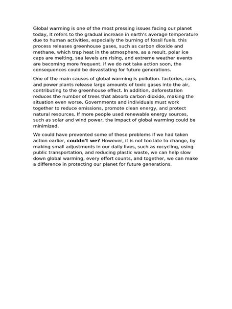 Global Warming Writing Pdf