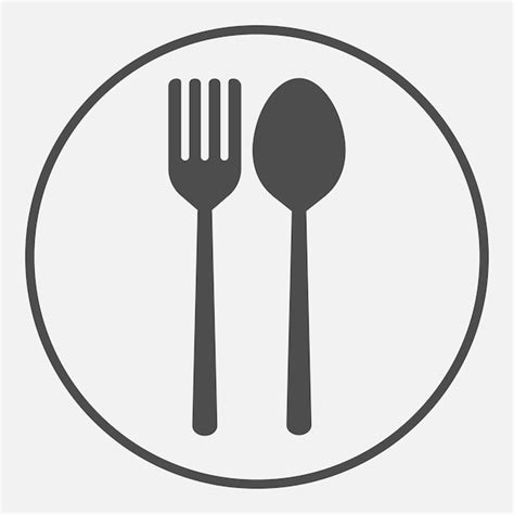 Vector cuchara icono tenedor estilo plano ilustración Vector Premium