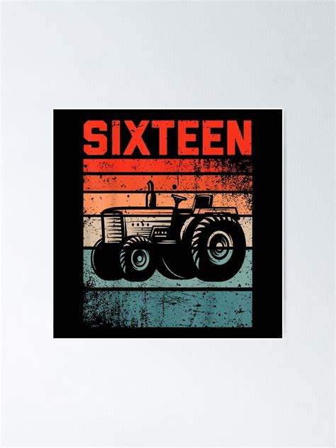Póster 16 años 16 cumpleaños Tractor Granjero Niños Niñas de