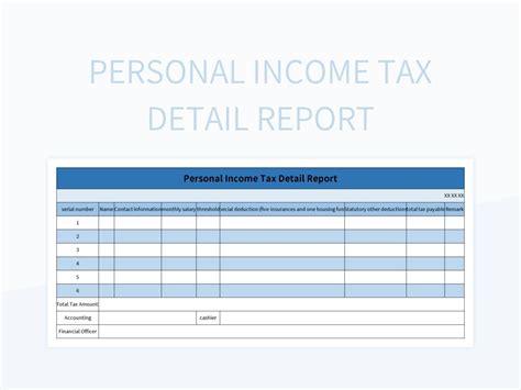 Personal Income Tax Detail Report Excel Template And Google Sheets File