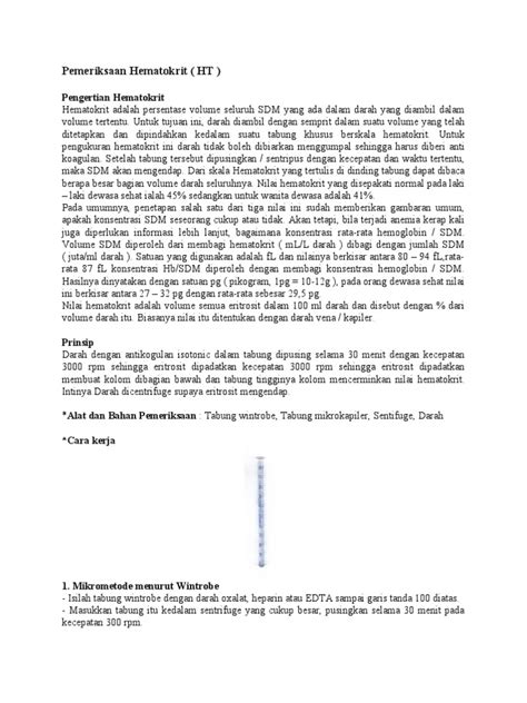 Pemeriksaan Hematokrit Pdf Sains And Matematika