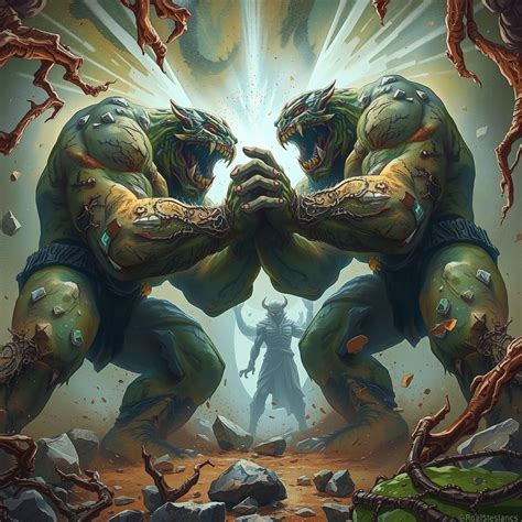 Stone Elementals Fighting Mystical Stone Warriors Engage I