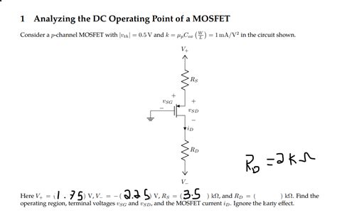 Solved 1 Analyzing The Dc Operating Point Of A Mosfet