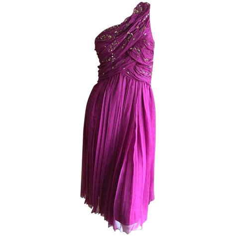 Christian Dior John Galliano One Shoulder Silk Gold Embellished