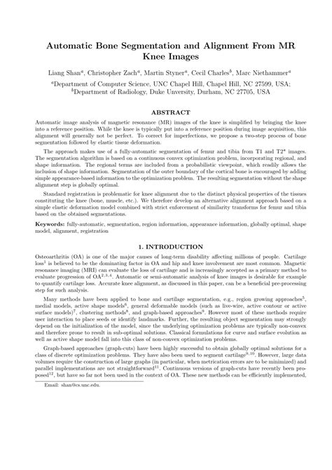Pdf Automatic Bone Segmentation And Alignment From Mr Knee Images