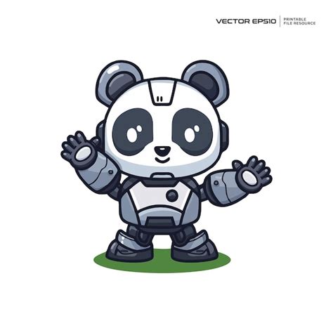 Premium Vector Cute Panda Cyborg Futuristic Robot Character Mascot Logo Design Illustration Eps 10
