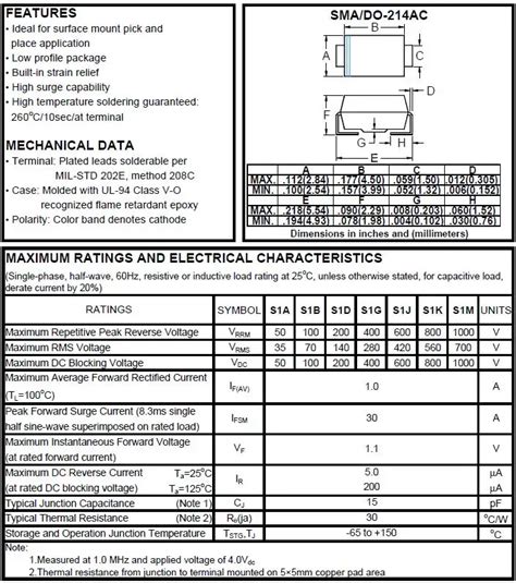High Quality 1A S1K Rectifier Diode - Reliable Performance