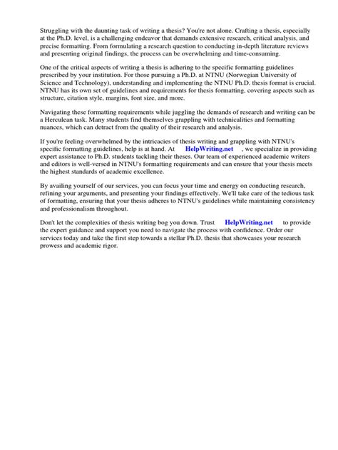 Ntnu Phd Thesis Format Pdf Thesis Doctor Of Philosophy