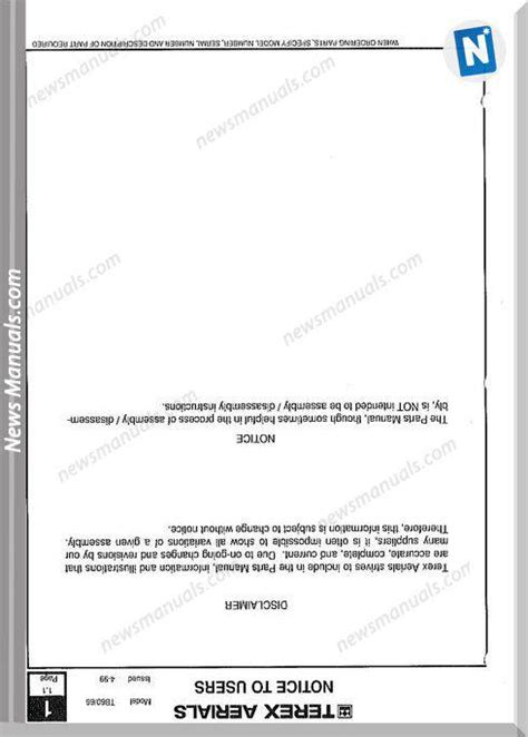 Terex Aerials Tb60 Parts Manual