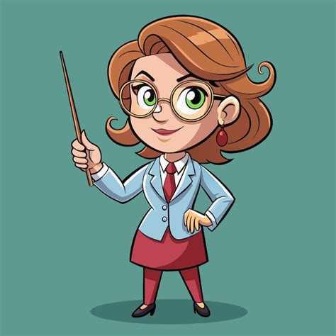 premium vector a cartoon of a woman with a pointer pointing to the right