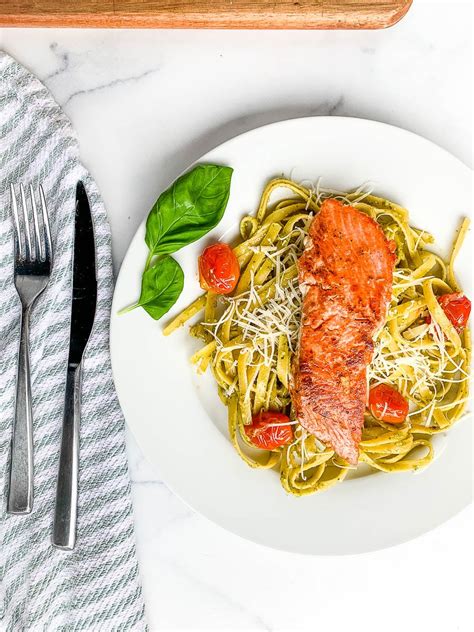 Salmon Pesto Pasta In 20 Minutes The Feathered Nester