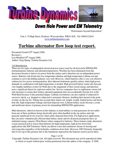 Turbine Flow Loop Report Pdf Rectifier Battery Electricity