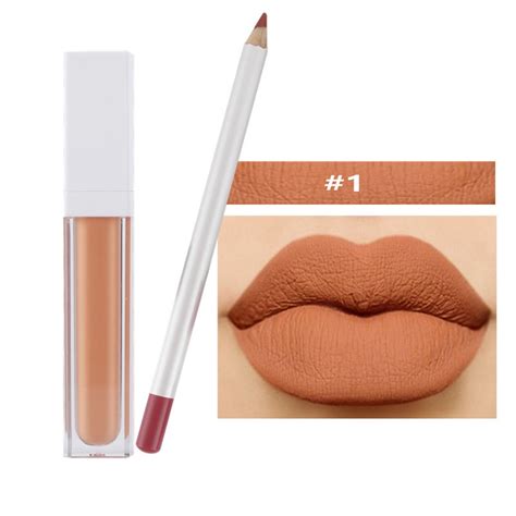 Matte Liquid Lipstick And Lip Liner Set One Step Lips Makeup Sets