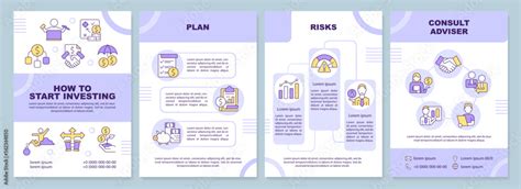 How To Start Investing Purple Brochure Template Leaflet Design With Linear Icons Editable 4