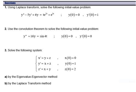 Solved Questions 1 Using Laplace Transform Solve The