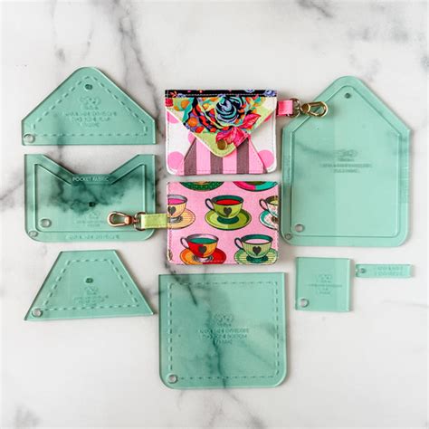 Fabric Anna Mini Envelope Set Of 9 Light Green Acrylic Template