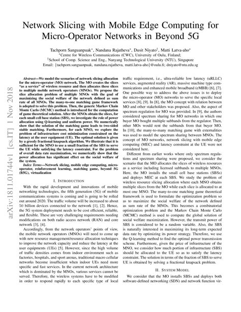 network slicing with mobile edge computing for micro operator networks