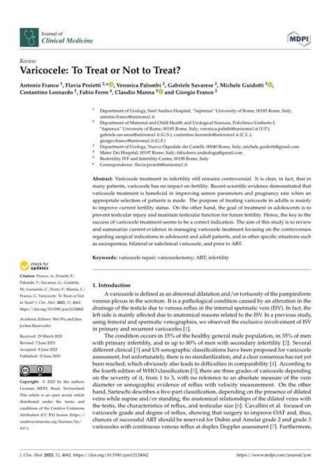 Pdf Varicocele To Treat Or Not To Treat