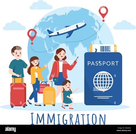 Immigration Template Hand Drawn Cartoon Flat Illustration Of Document