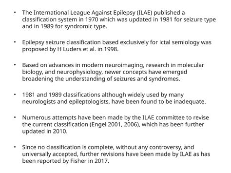 Classificationofepilepsyandseizurepptx Ilae Classification Of Seizure And Epilepsy With Few