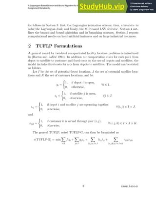 A Lagrangian Based Branch And Bound Algorithm For The Two Level Uncapacitated Facility Location