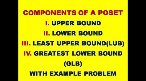 Upper Bound Lower Bound Least Upper Bound Greatest Lower Bound