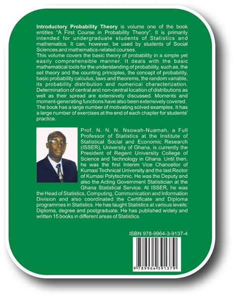 INTRODUCTORY PROBABILITY THEORY Professor Nicholas N N Nsowah Nuamah