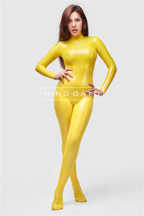 HIRO GATO Mystique Metallic Spandex Catsuit Yellow Burning Etsy