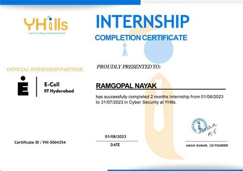 Ramgopal Nayak On Linkedin Intership Cybersecurity Yhills