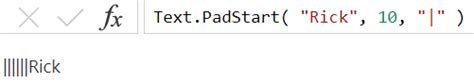 text padstart text function power query m
