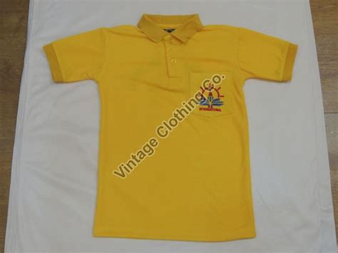 Multicolor Gochiskool Half Sleeves Collar Spun Matty Cotton School T