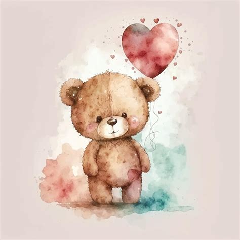 Premium Vector Teddy Bear Holding Heart Balloon Valentines Day