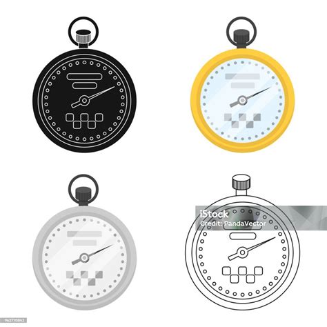 노란색 택시 엠 블 럼 스톱 워치입니다 장비 측정 시간 택시를 제출 합니다 택시 역 만화 스타일 벡터 기호 재고 웹 그림에서 하나의 아이콘 0명에 대한 스톡 벡터 아트 및