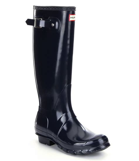 Hunter Womens Original Tall Gloss Buckle Strap Rain Boots Dillards