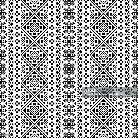 흑백 색상의 Ikat 민족 패턴 벡터 아즈텍 디자인의 부족 패턴 0명에 대한 스톡 벡터 아트 및 기타 이미지 0명 갈매기표 수장 기울어진 Istock