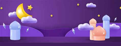 Ramadan Kareem Holiday Design Background Crescent Moon With Star And