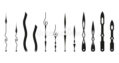 Clock Pointer Arrows Black Silhouette Chronometer Elements Clock Arms