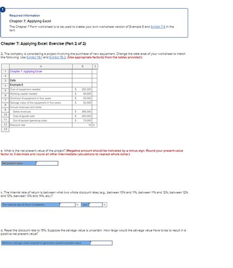 Solved Required Information Chapter 7 Applying Excel The Chegg Com