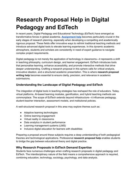 Ppt Research Proposal Help In Digital Pedagogy And Edtech Powerpoint