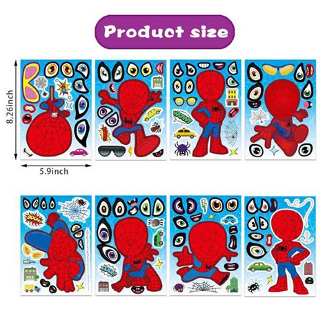 디즈니 마블 스파이더맨 퍼즐 스티커 재미있는 얼굴 만들기 퍼즐 공예 스티커 게임 어린이 파티 장식 8 매 16 매