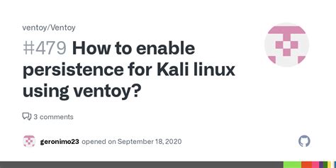 How To Enable Persistence For Kali Linux Using Ventoy · Issue 479