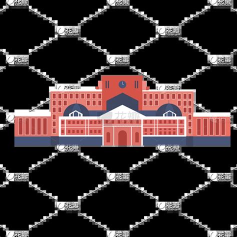 矢量 学校建筑元素素材 花瓣网