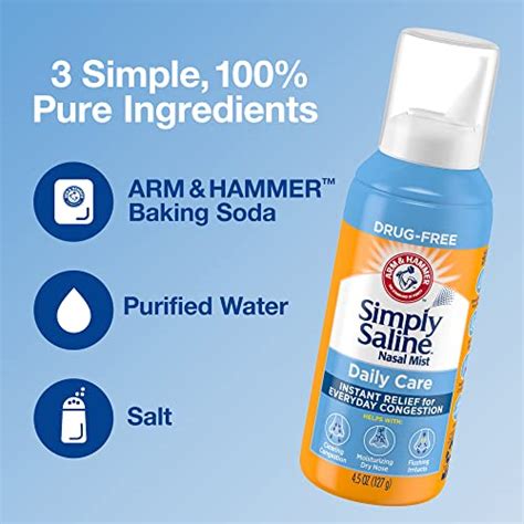 Arm And Hammer Simply Saline Nasal Care Daily Mist 45oz Instant Relief
