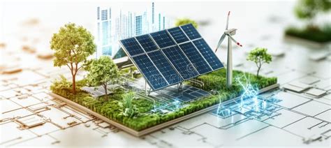 Renewable Energy Blueprint A 3d Rendering Of Sustainable Development